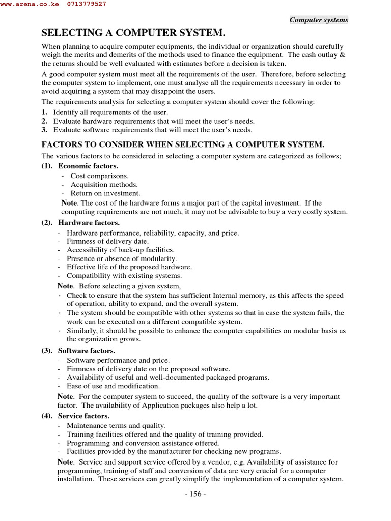 Selecting A Computer System | Download Free PDF | Lease | Random Access Memory
