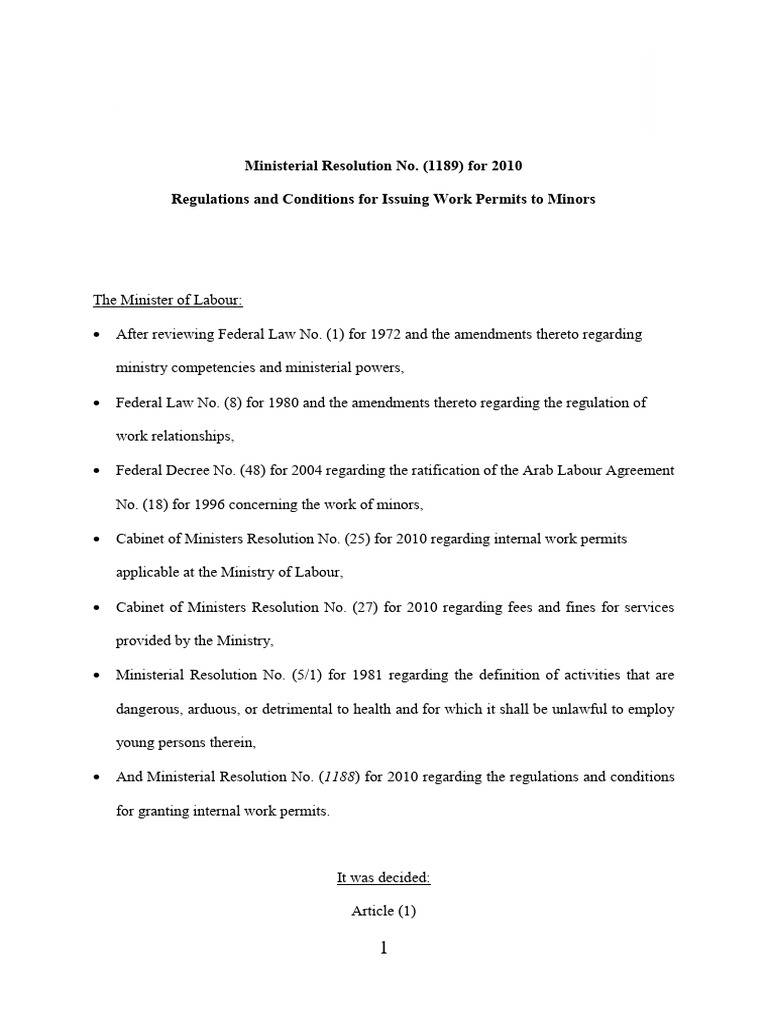 Work Permit Regulations for Minors | PDF | Lead | Working Time