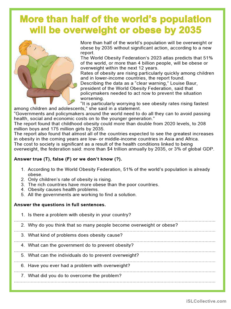 Easy Reading - Obesity | PDF | Obesity | Developing Country