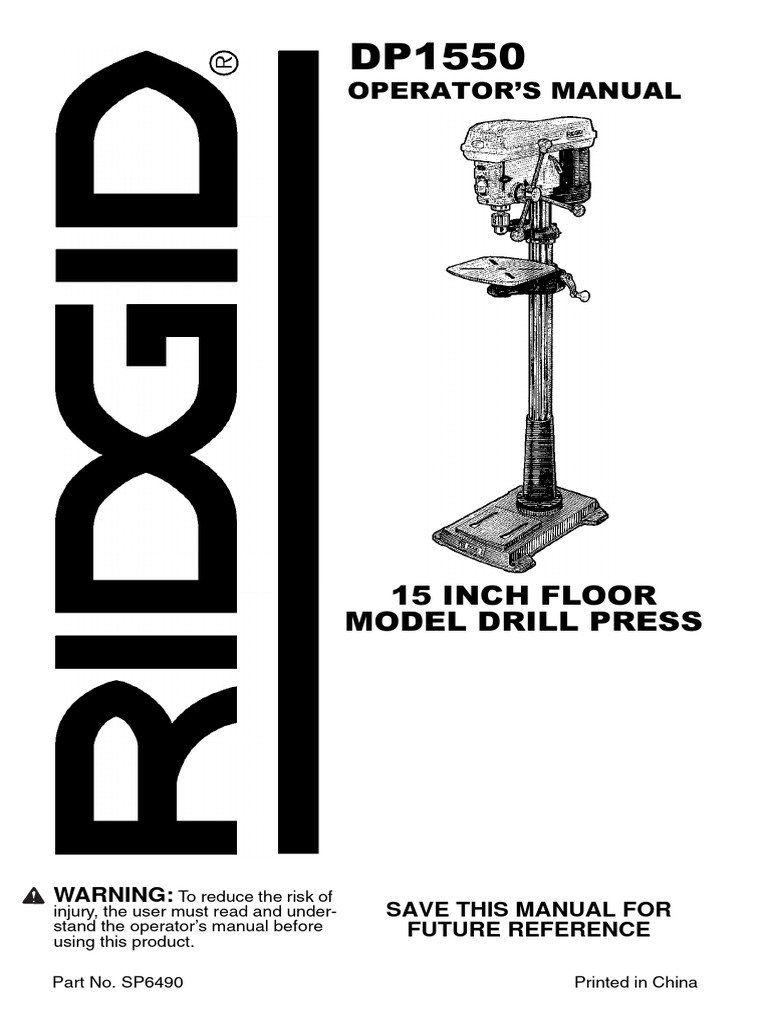 Manual RIDGID DP15501 | PDF | Drill | Ac Power Plugs And Sockets
