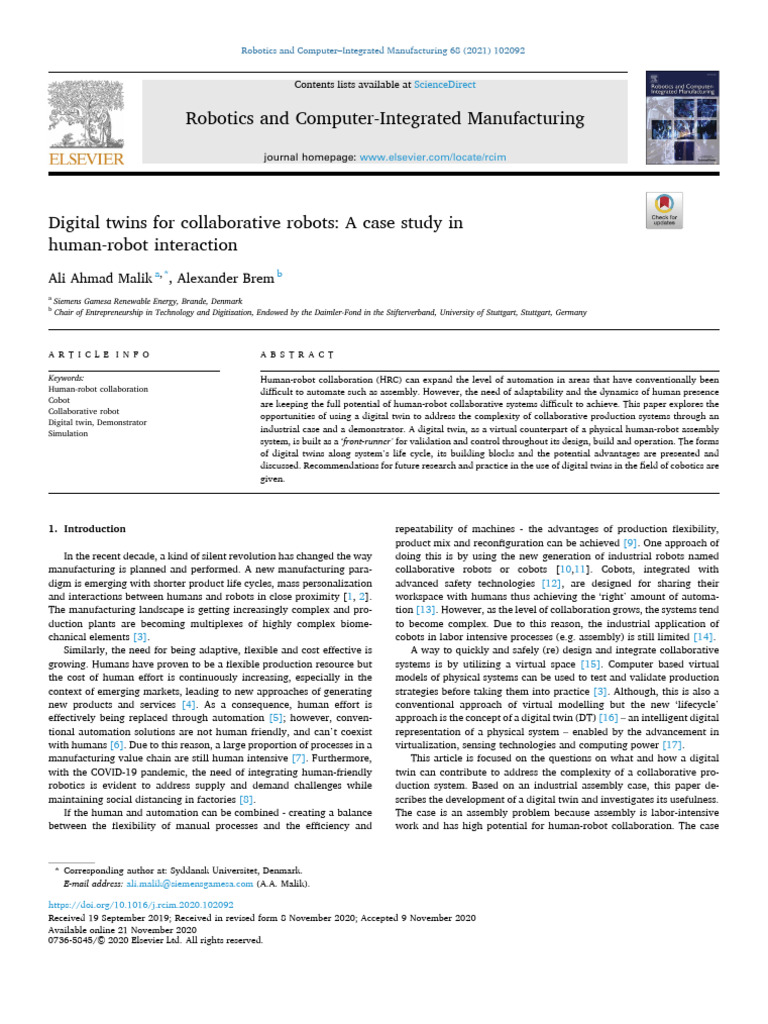 Digital Twins For Collaborative Robots | PDF | Automation | Product ...