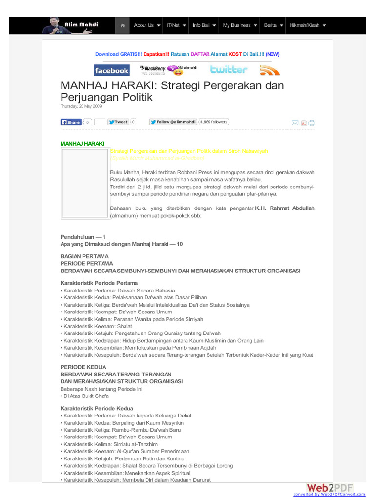 MANHAJ HARAKI Strategi Pergerakan Dan Pe | PDF