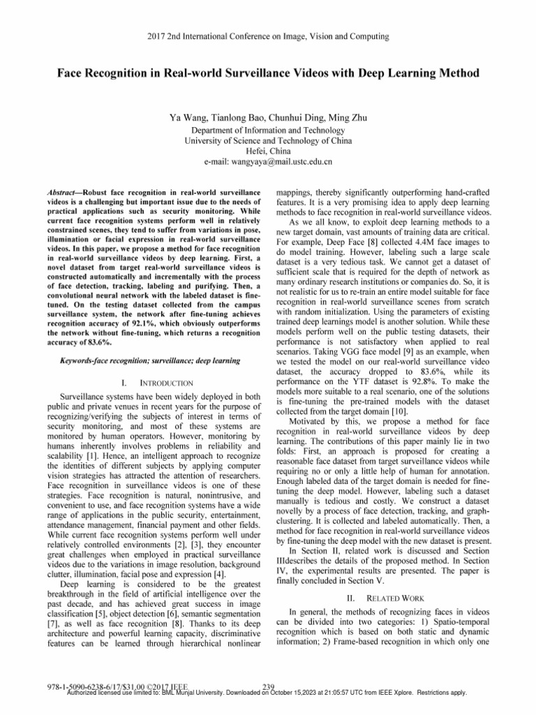 Face Recognition in Real-World Surveillance Videos With Deep Learning ... Face Recognition in Real-World Surveillance Videos With Deep Learning ...