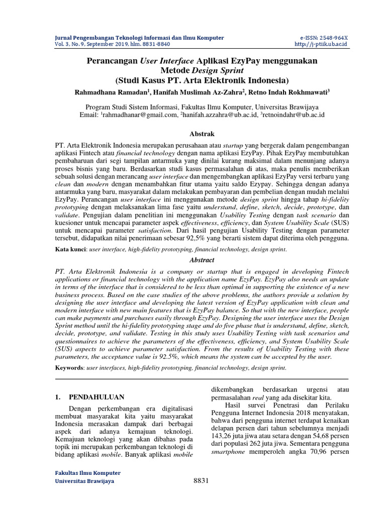 Perancangan User Interface Aplikasi Ezypay Menggunakan Metode Design Sprint (Studi Kasus Pt ...