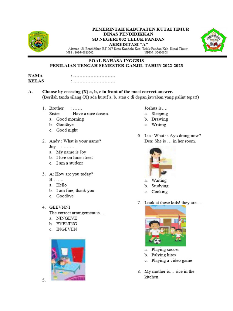 Soal Ulangan Tengah Semester 456 | PDF