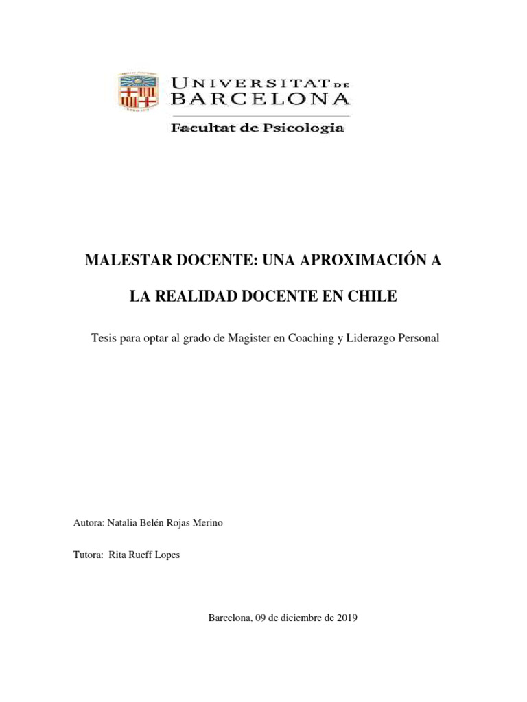 Malestar Docente en Chile: Análisis y Coaching | PDF | Burnout ...