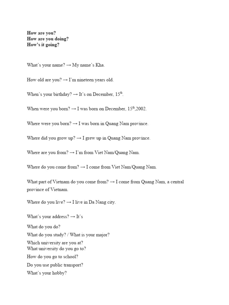 Personal Information Questionnaire Guide | PDF | Lifestyle