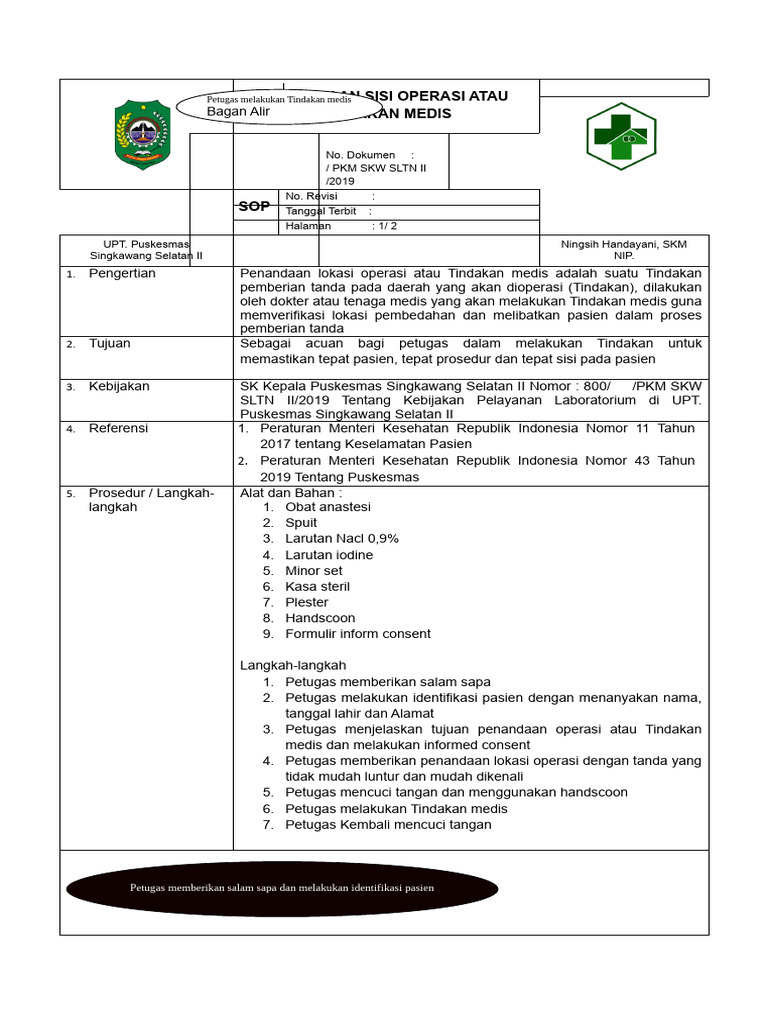 Sop Penandaan Sisi Operasi Atau Tindakan Medis | PDF
