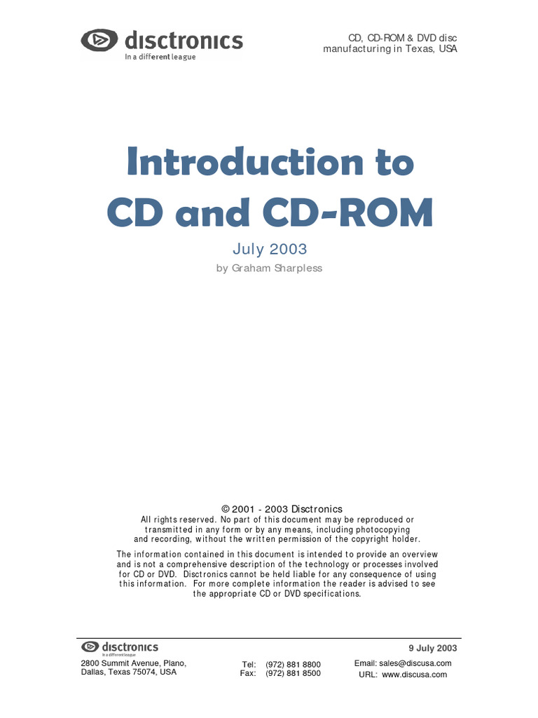CDintroduction | PDF | Cd Rom | Compact Disc