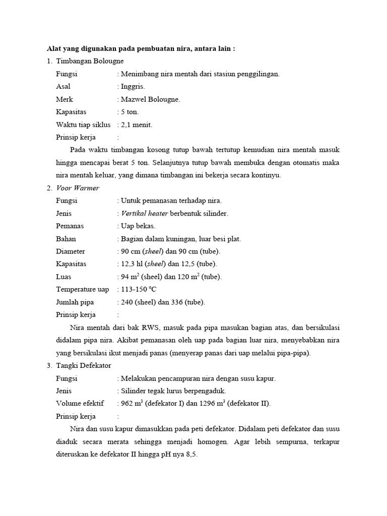 Alat Pembuatan Nira | PDF