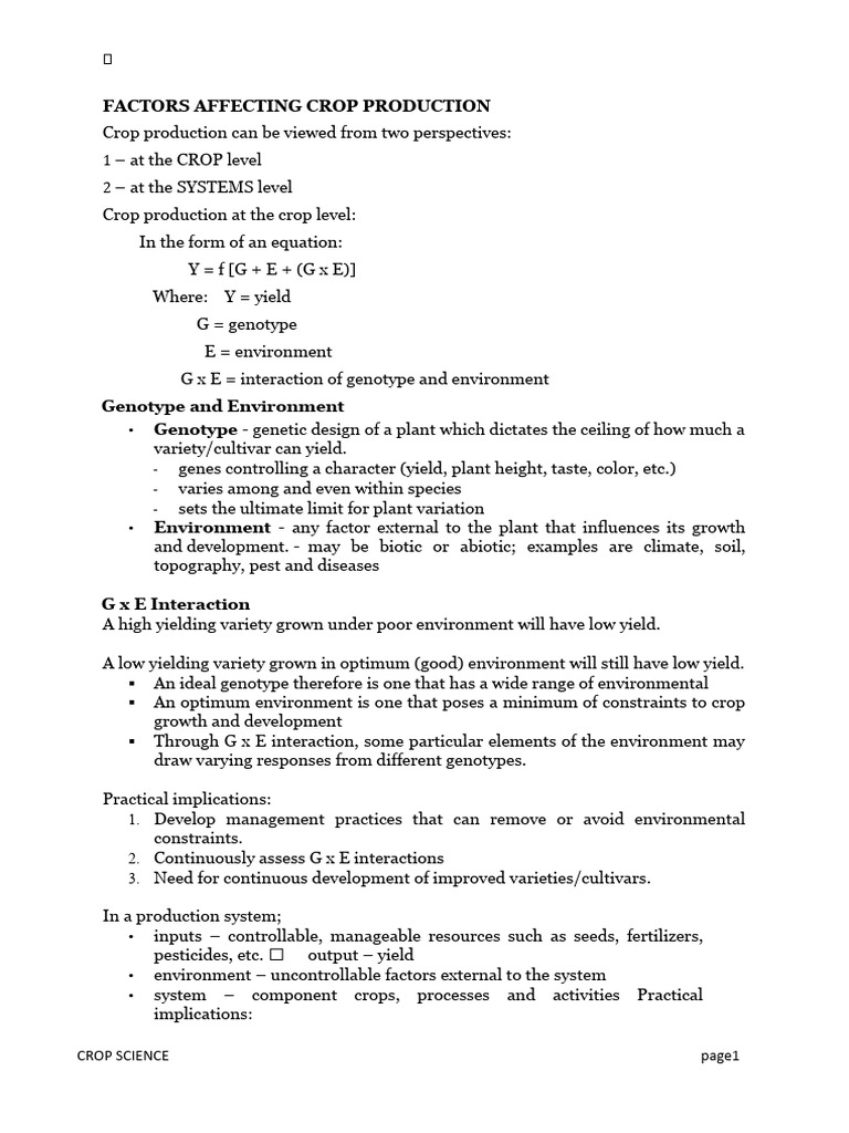 CROP SCI 101 Factors Affecting Crop Prodn | PDF | Soil | El Niño