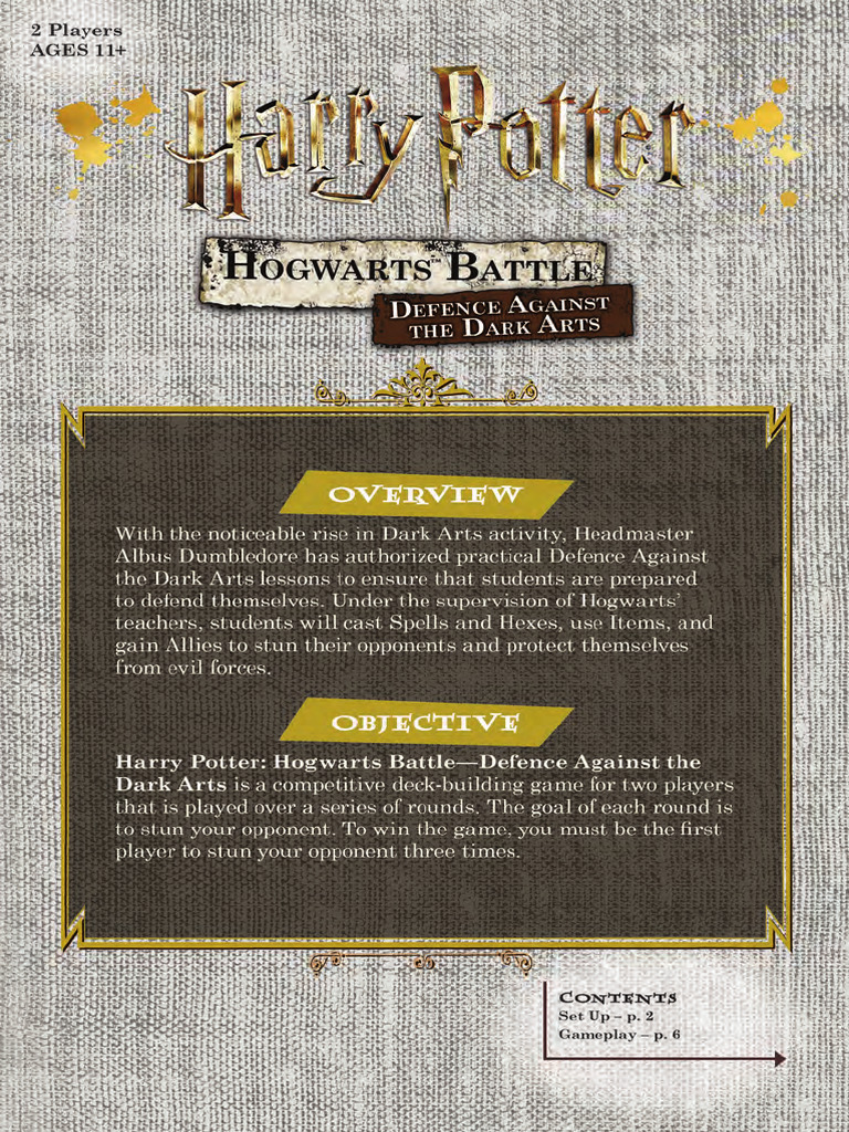 d4 Harry Potter Hogwarts Battle Defence Against The Dark Arts Rulebook ...
