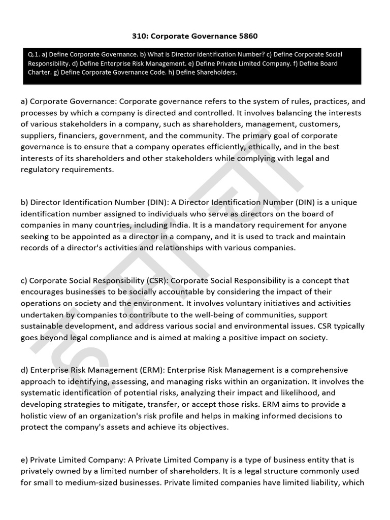 310 Corporate Governance | PDF | Corporate Governance | Corporate Social Responsibility