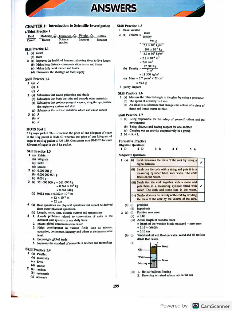 Answer Science Form 1 | PDF