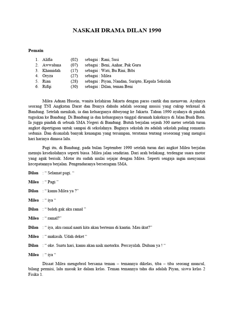Naskah Drama Dilan 1990 | PDF