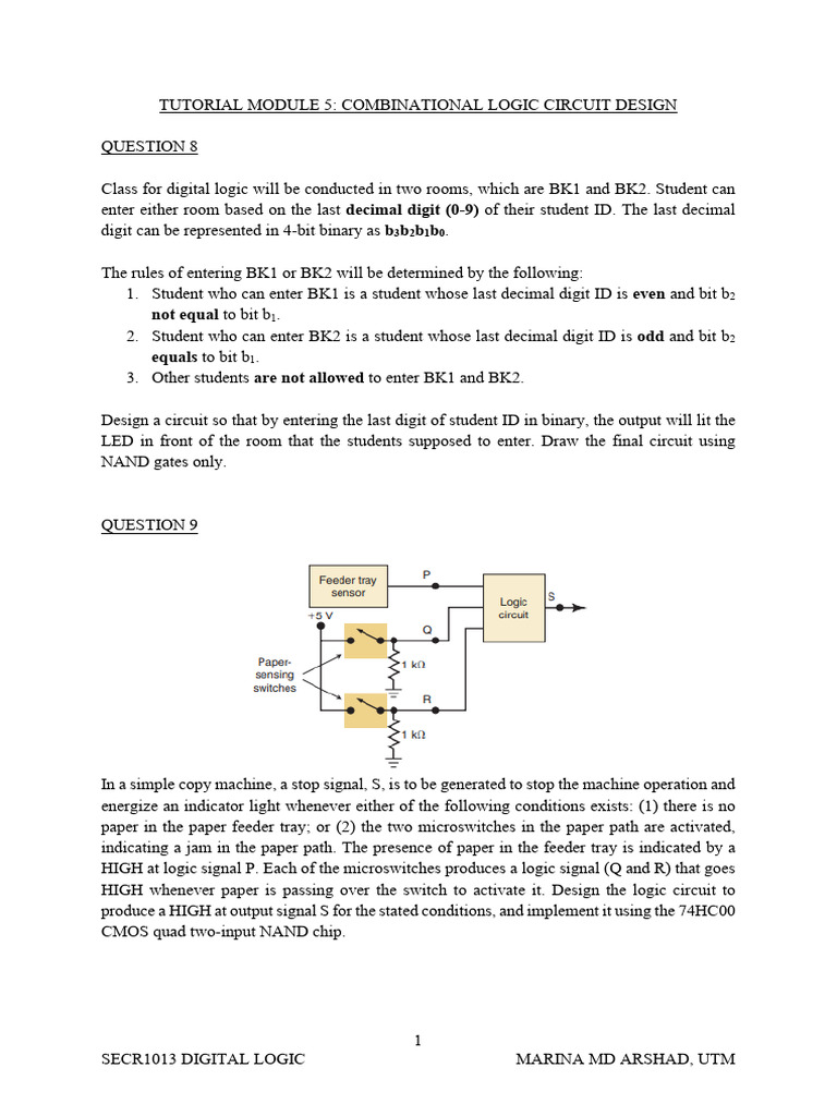 Tutorial 5 - Design Exercise Extra | PDF | Logic Gate | Bit