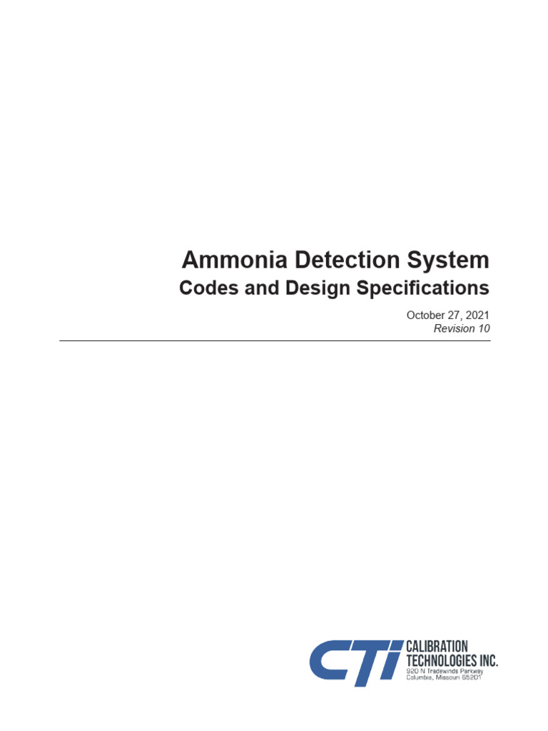 Ammonia Detection System Codes and Design Specifications | PDF | Sensor ...