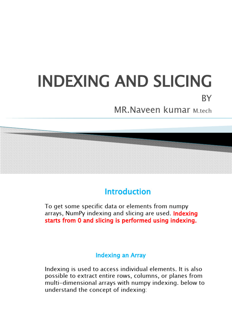 Indexing and Slicing | PDF | Software Engineering | Computer Data Indexing and Slicing | PDF | Software Engineering | Computer Data