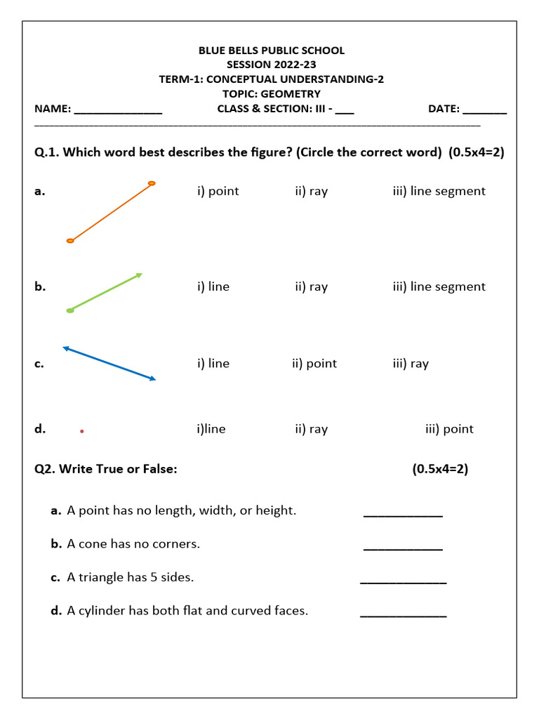 Grade 3 Geometry Quiz | PDF | Teaching Methods & Materials
