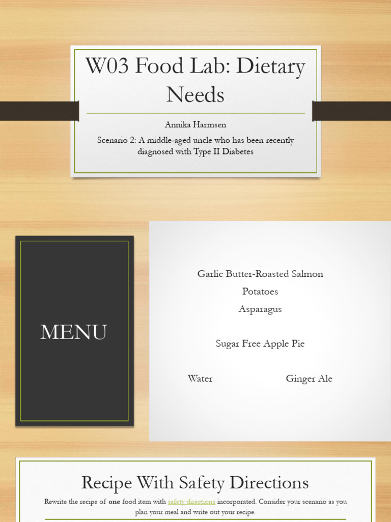 Harmsen w03 Food Lab Dietary Needs | PDF | Entrée | Food And Drink