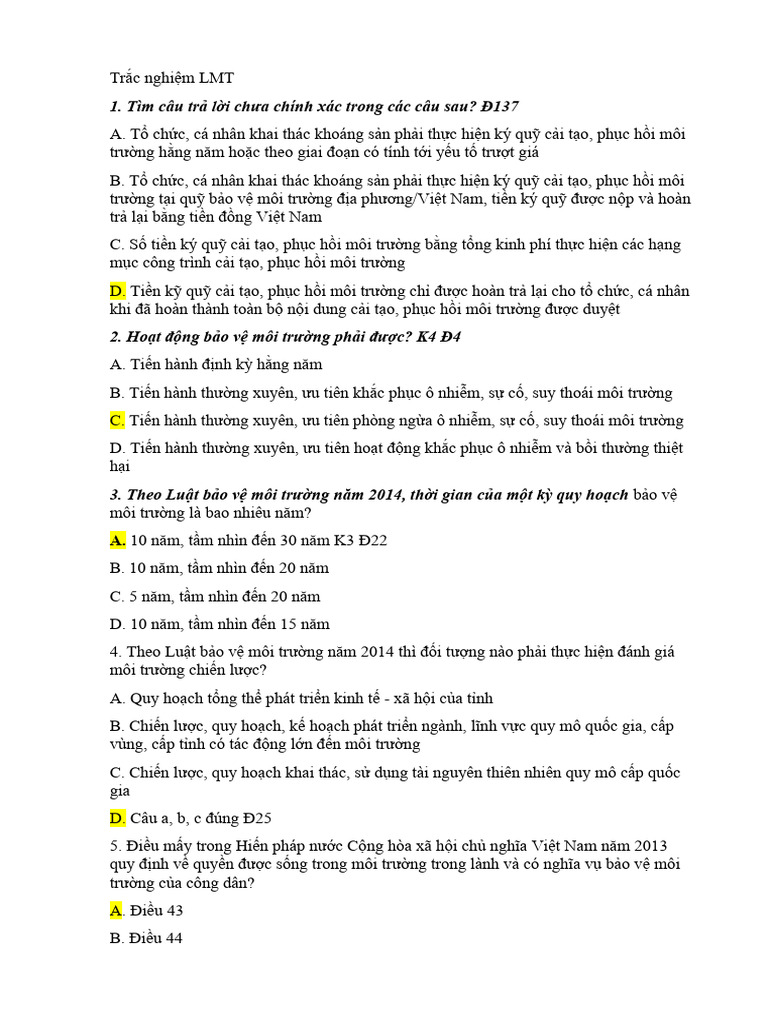 Trắc nghiệm LMT | PDF