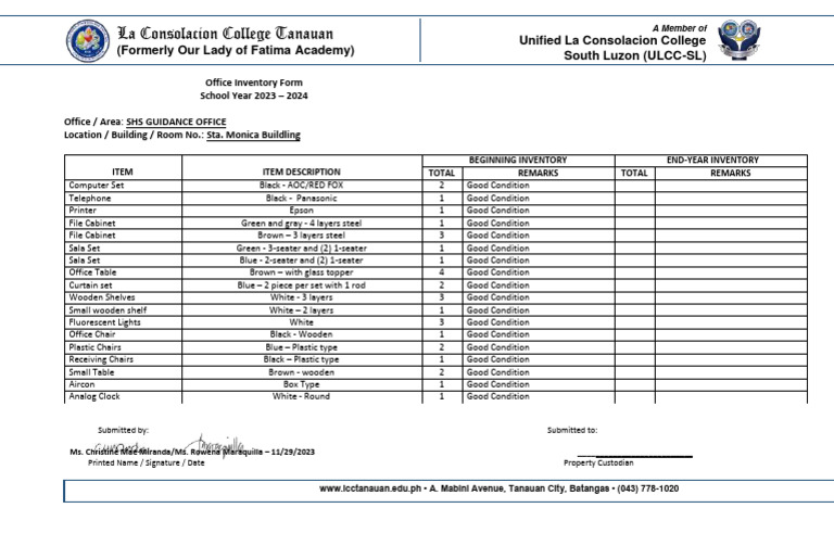 Shs Guidance Inventory Form | PDF | Manufactured Goods | Design
