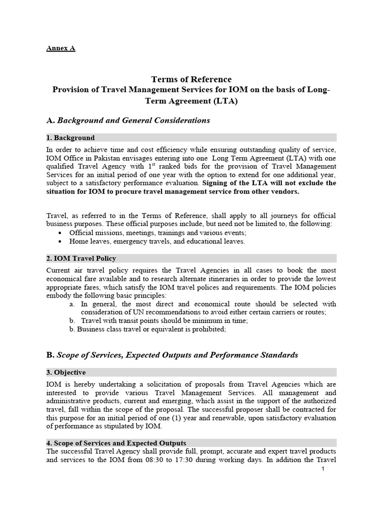 Travel Management Services Terms of Reference | PDF | Invoice | Airlines
