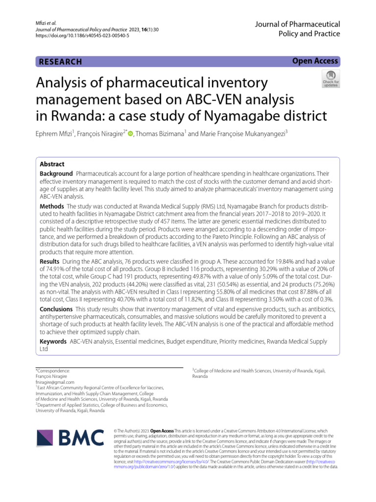 Analysis of Pharmaceutical Inventory (2023) | Download Free PDF ...