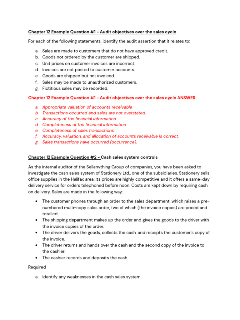 Chapter 12 Example Questions ANSWER | PDF | Receipt | Cheque
