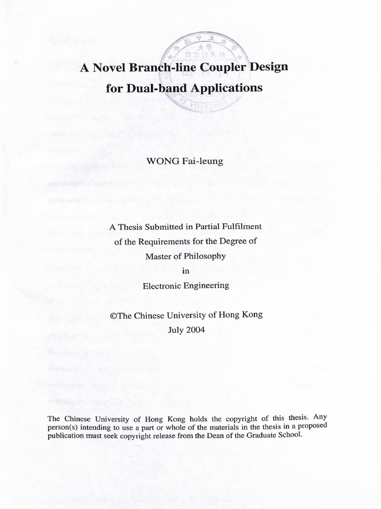A Novel Branch-Line Coupler Design For Dual-Band Applications | PDF ...