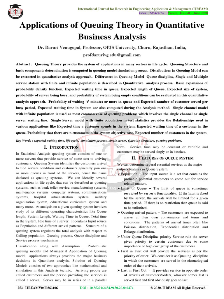 Queuing Theory for Business Analysis | PDF | Poisson Distribution ...