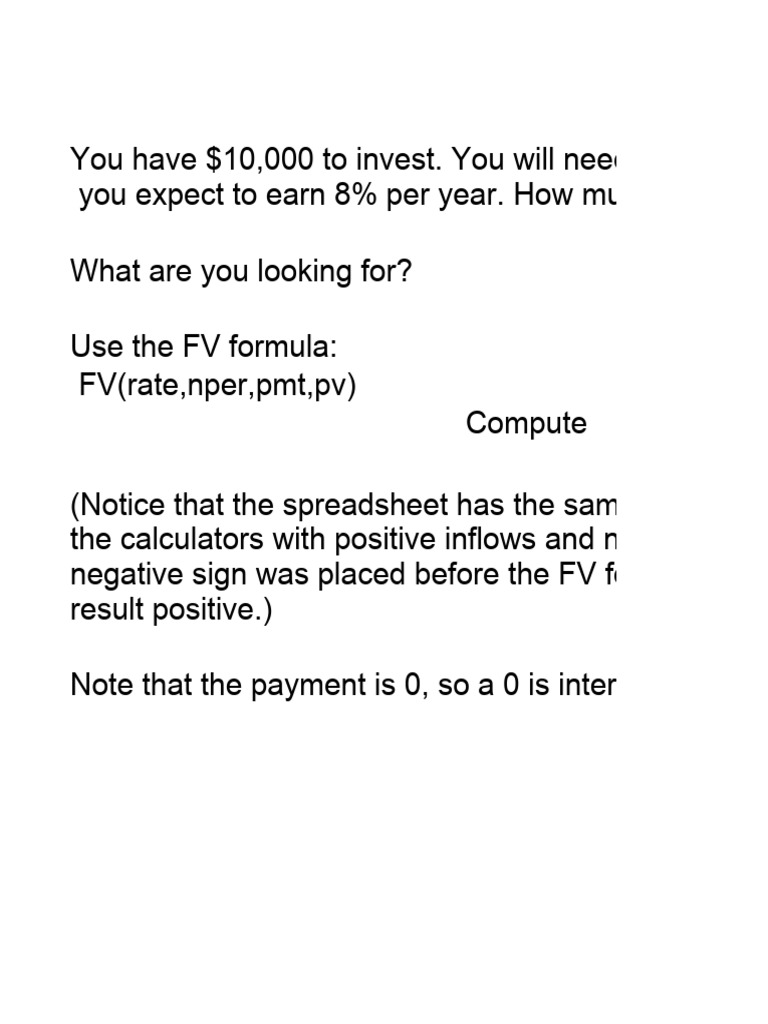Ch 5 Excel Function For Tvm Pdf Interest Compound Interest