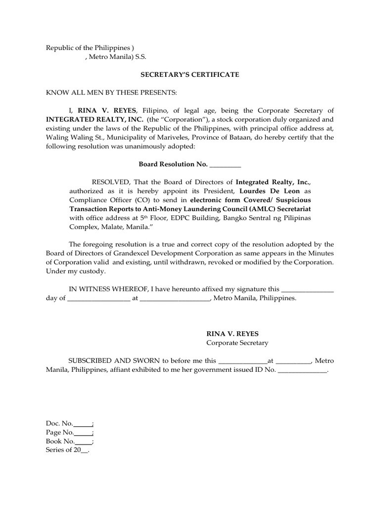 AMLC Compliance Officer Appointment | PDF