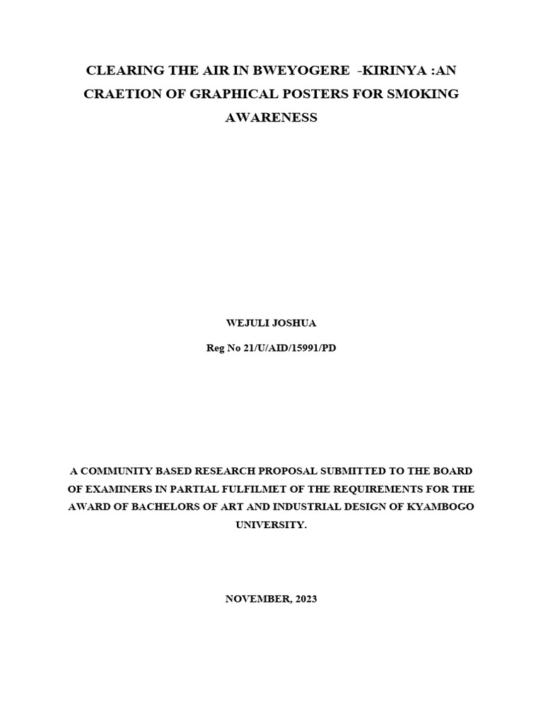 Wejuli Joshua Proposal | PDF | Adolescence | Tobacco Smoking