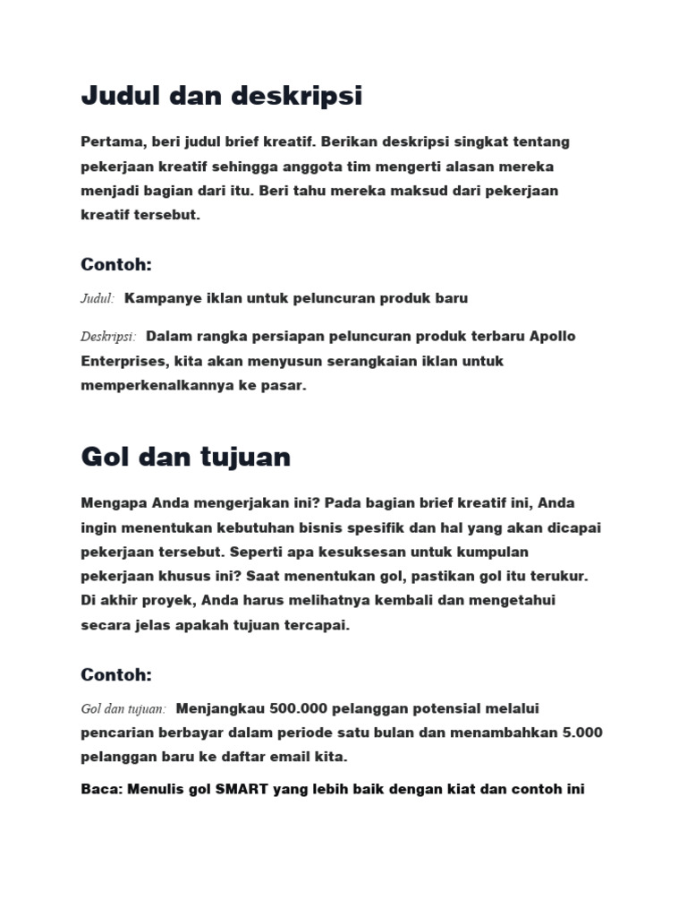 Penjelasan Komponen Brief | PDF