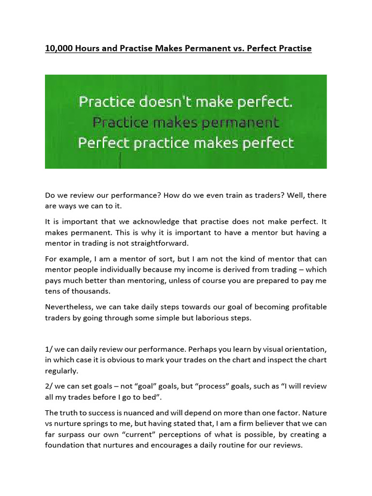 10k Hour Rule and The Role of Deliberate Practise in Trading | PDF ...