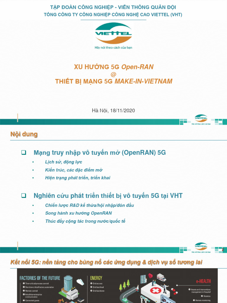 VHT - 5G - OpenRAN - VietnamOpenSummit - 20201117 - 2-Final | PDF