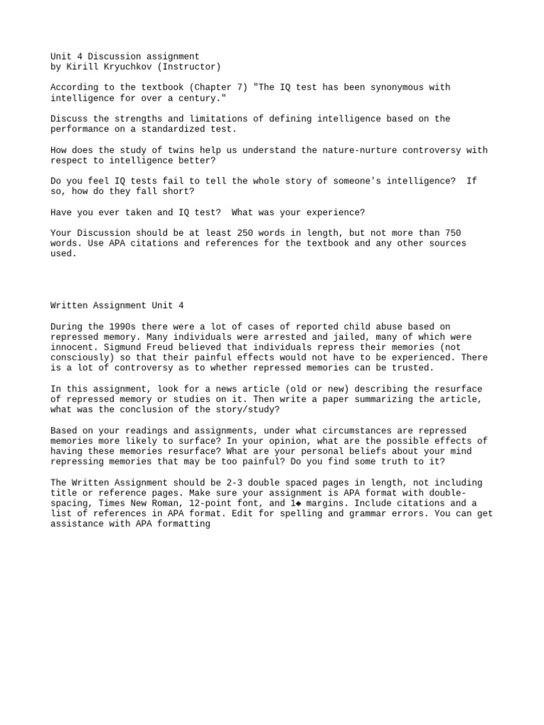 Unit 4 Discussion Assignment | PDF