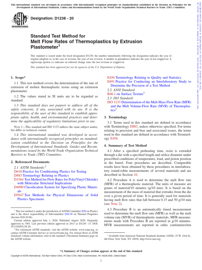 Astm D1238-20 | PDF | Density | Calibration