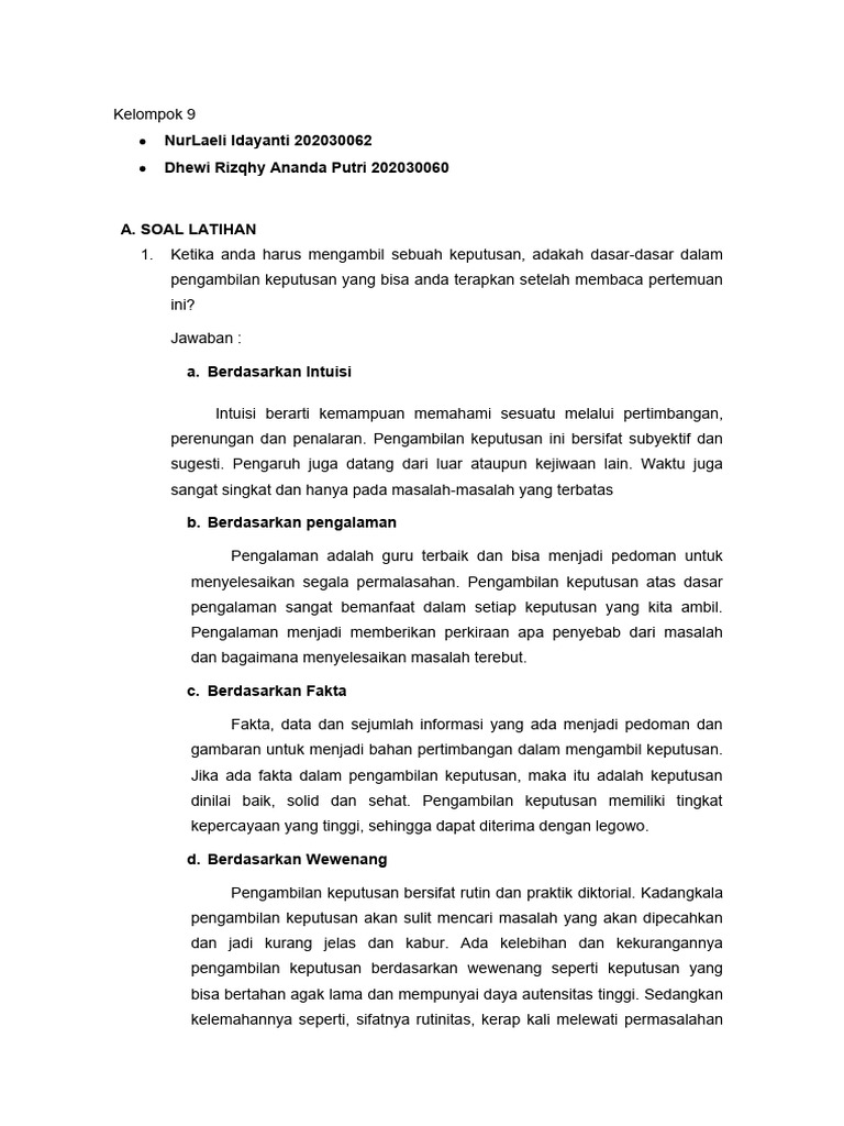 Ch. 9 Pengambil Keputusan-1 | PDF | Karier & Perkembangan