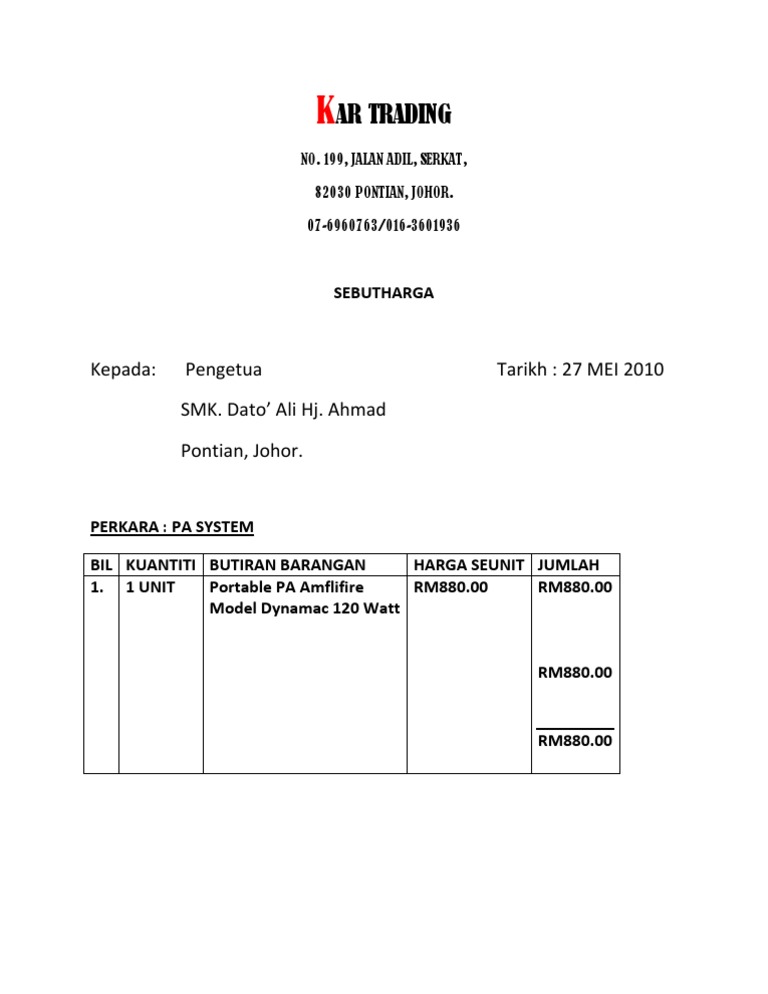 Sebutharga PA SYSTEM | PDF