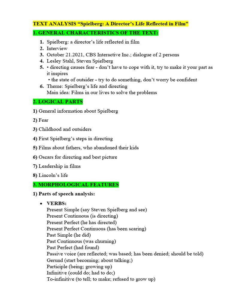 Text Analysis | PDF | Perfect (Grammar) | Linguistic Morphology