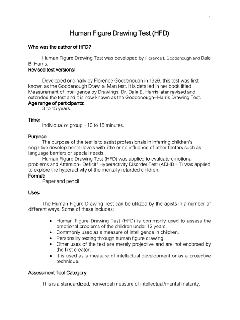 Human Figure Drawing Test | PDF | Science & Mathematics