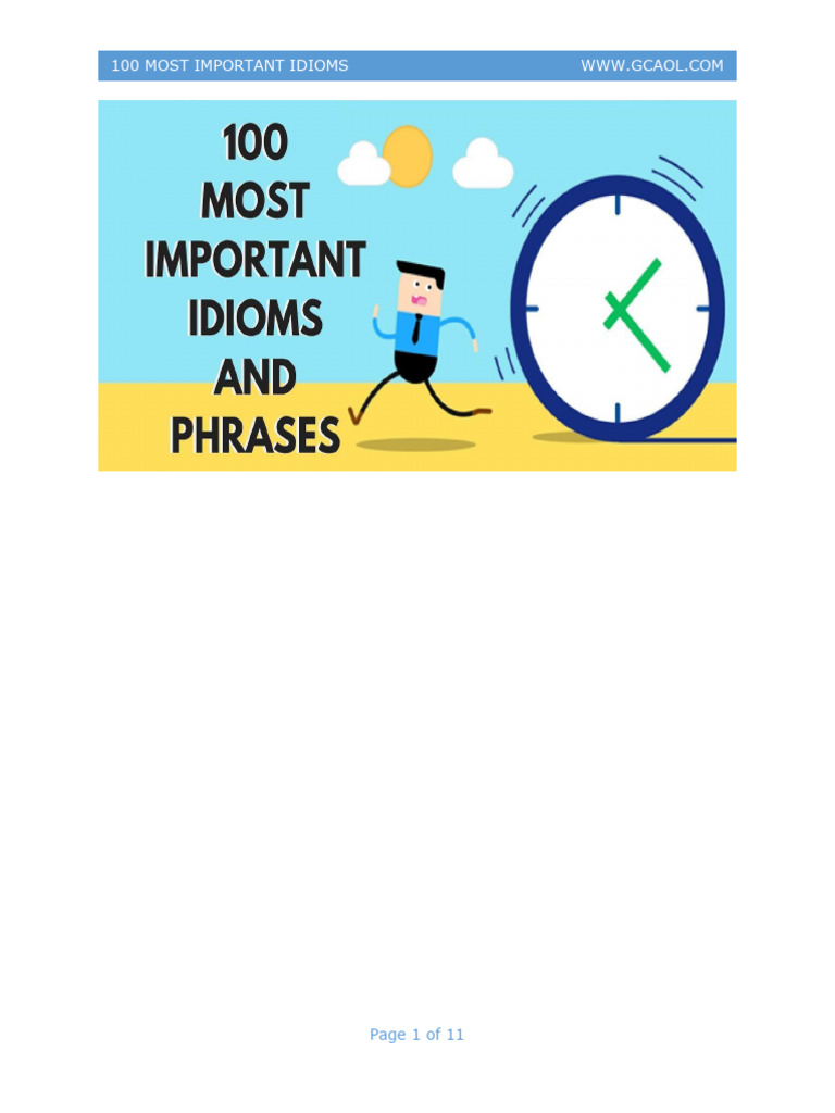 100 Most Important Idioms Gcaol - Com-1-1 | PDF