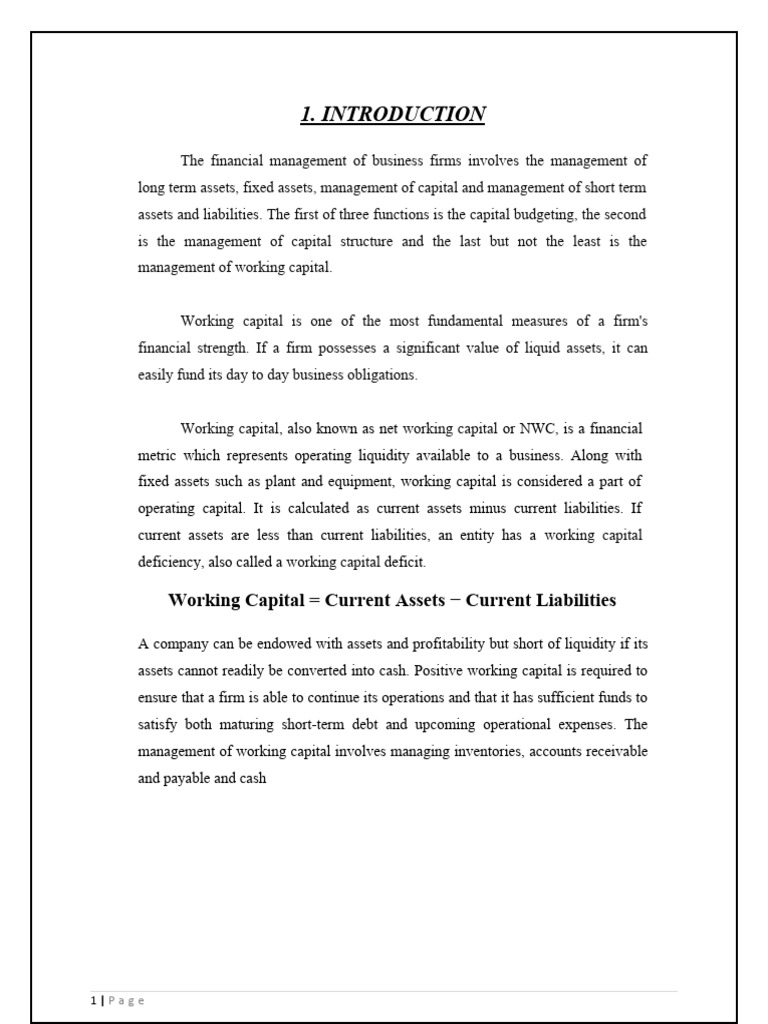 Dinesh Finance Project | PDF | Working Capital | Business