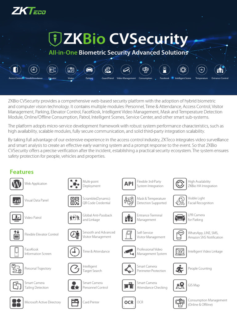 ZKBio CVSecurity: Comprehensive Security Solutions | PDF | Access ...