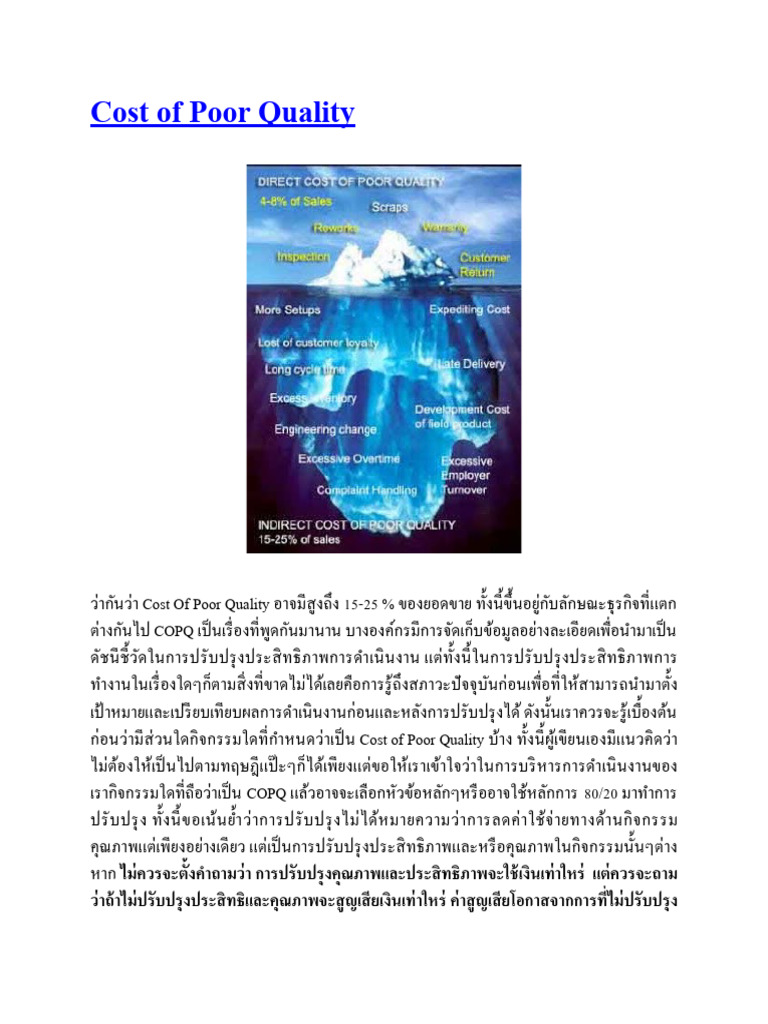 Cost of Poor Quality | PDF
