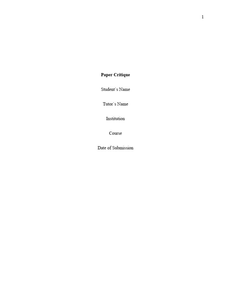 Paper Critique | Download Free PDF | Academic Dishonesty ...