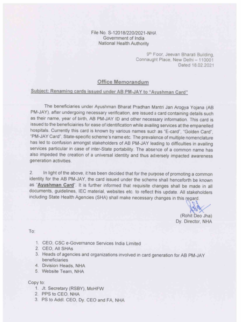 Ayushman Card OM Rev - 0 | PDF