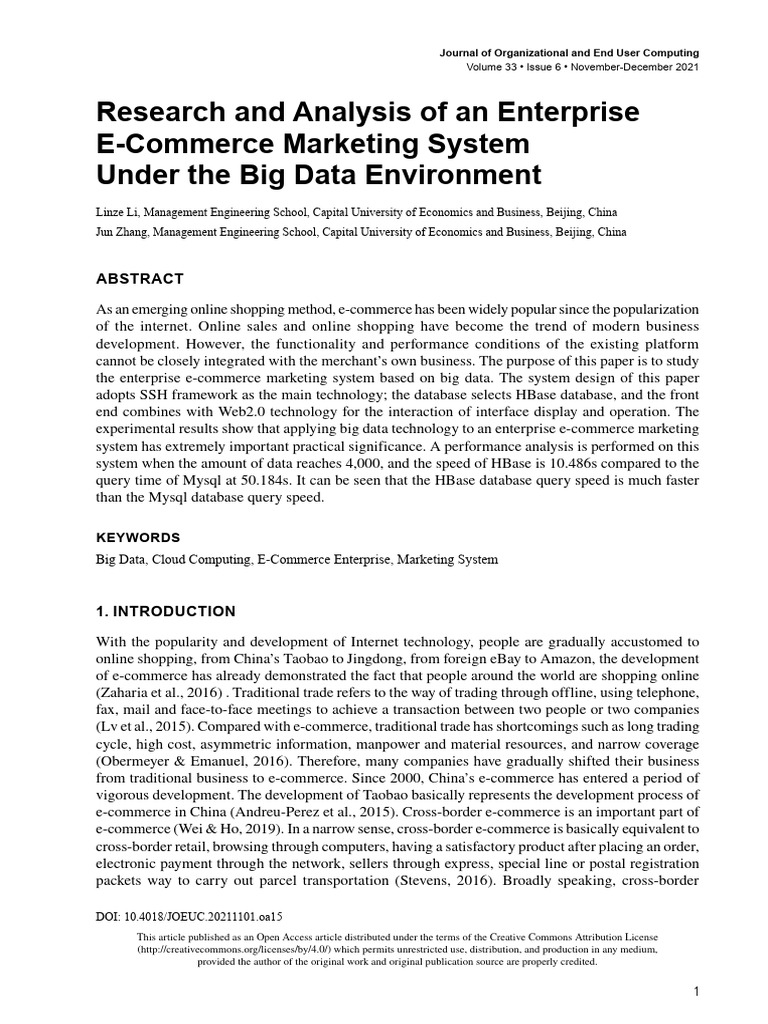 Research and Analysis of An Enterprise E-Commerce Marketing System Under The Big Data ...